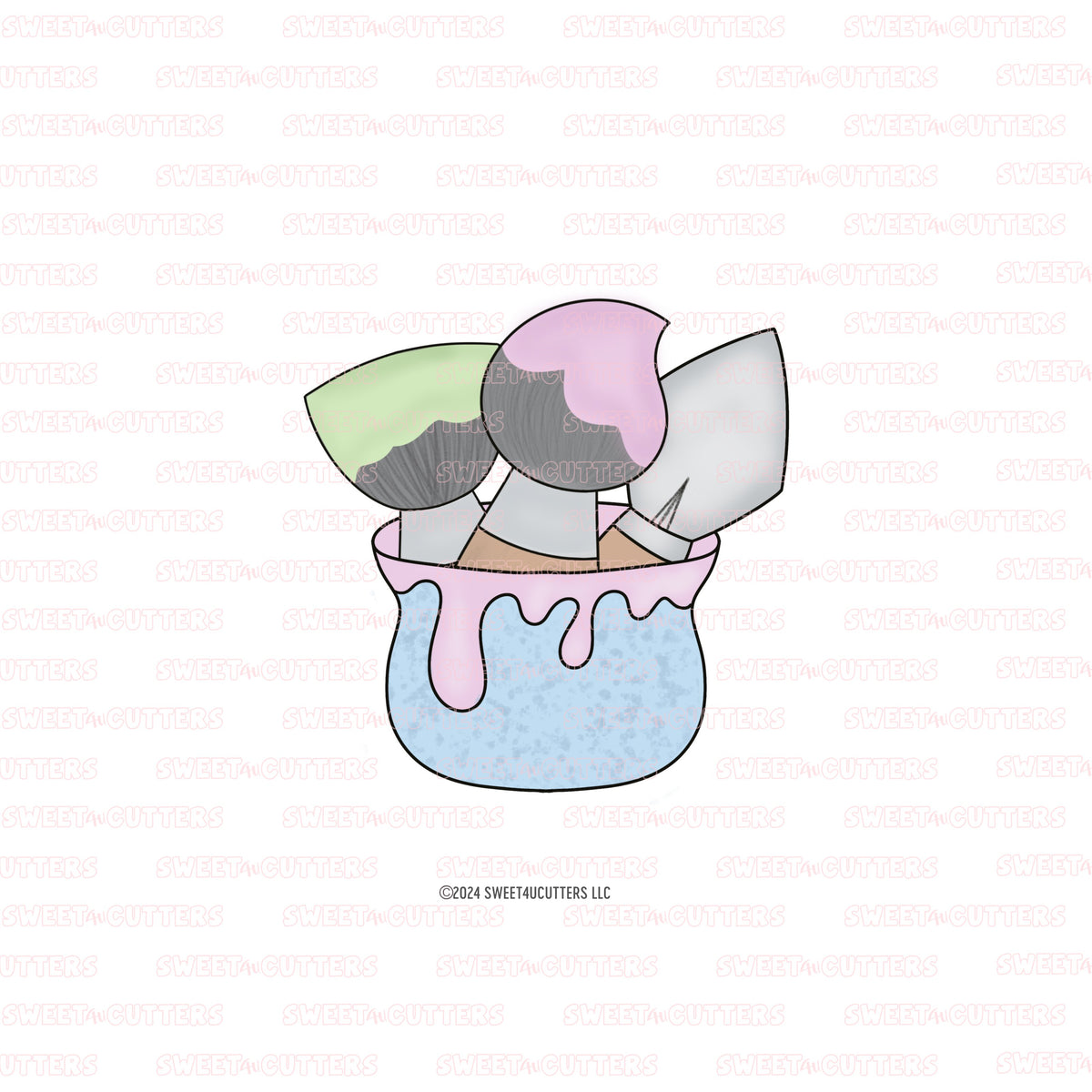 Pot with brushes Cookie cutter – Sweet4ucutters